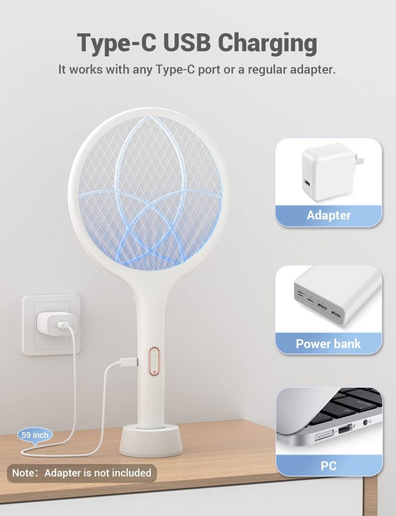 YISSVIC Electric Fly Swatter 4000V Bug Zapper Racket Mosquito Fly ...
